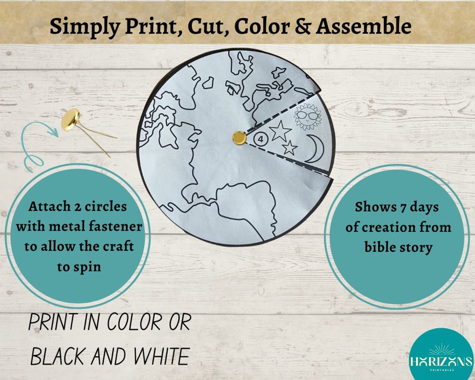 Gods 7 Days Creation Sunday School Craft, Bible Story Activities for ...