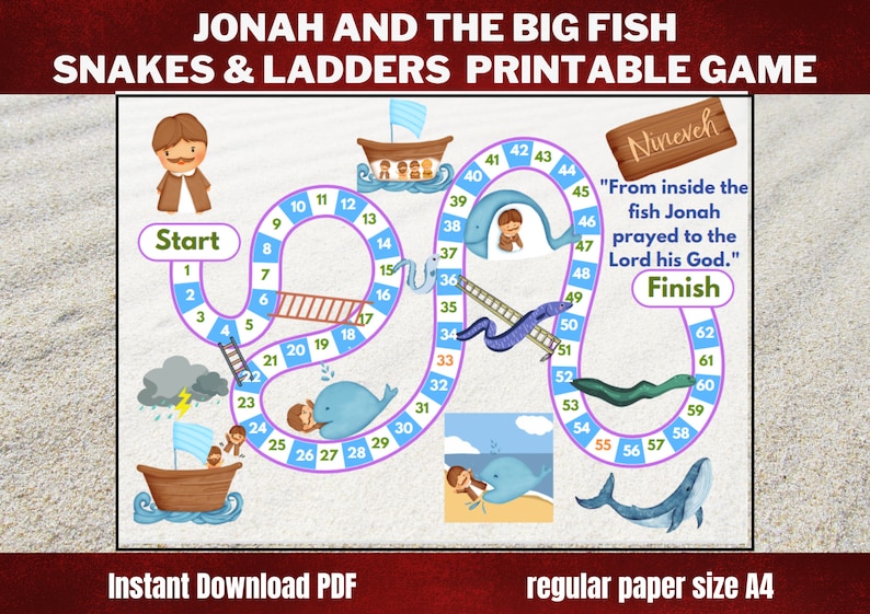 Jonah and the Big Fish Game, Activities for Kids, Chutes Snakes and ...