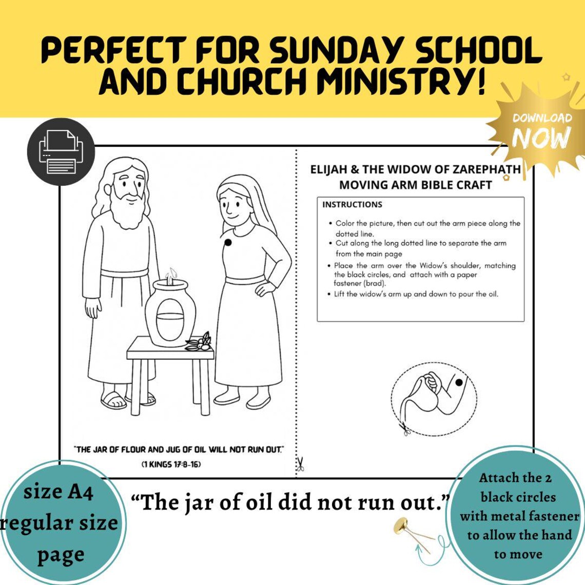Elijah and the Widow Printable, Sunday School Craft, Bible Story Kids ...