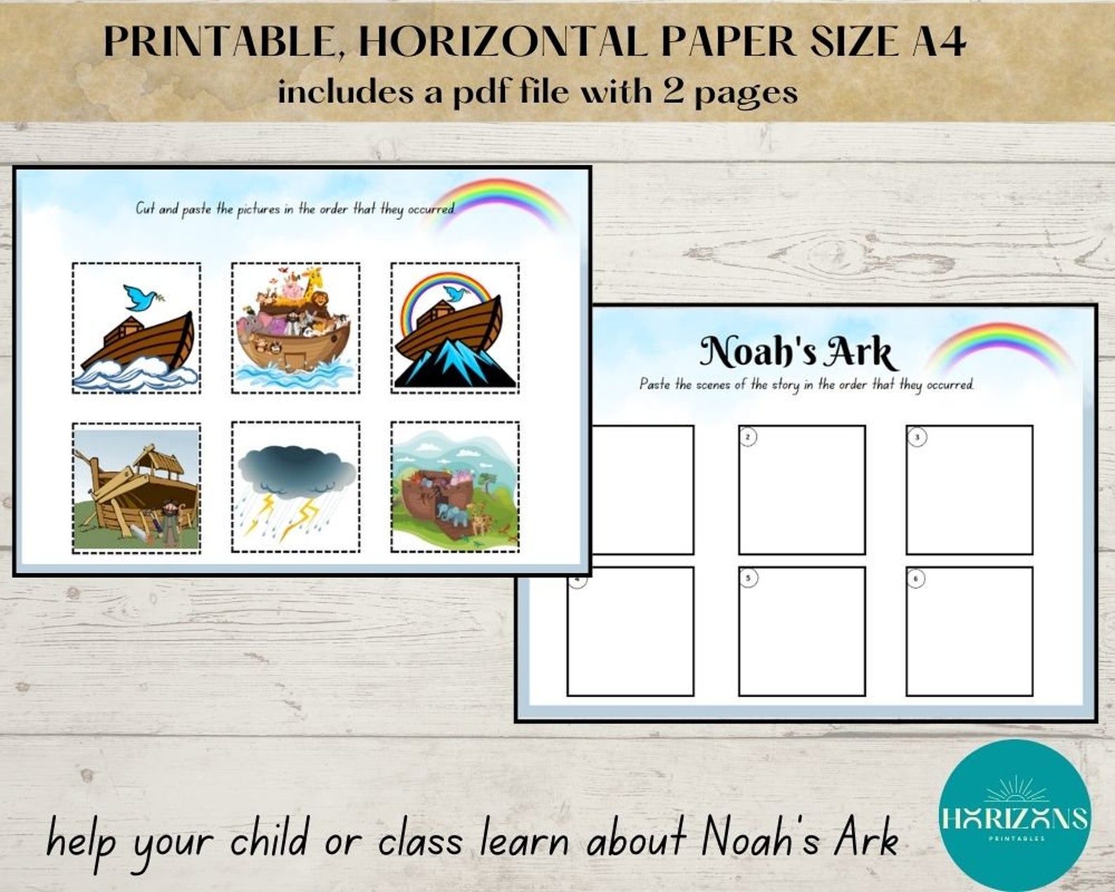 Noah's Ark Printable, Bible Activity for Kids, Genesis Old Testament ...