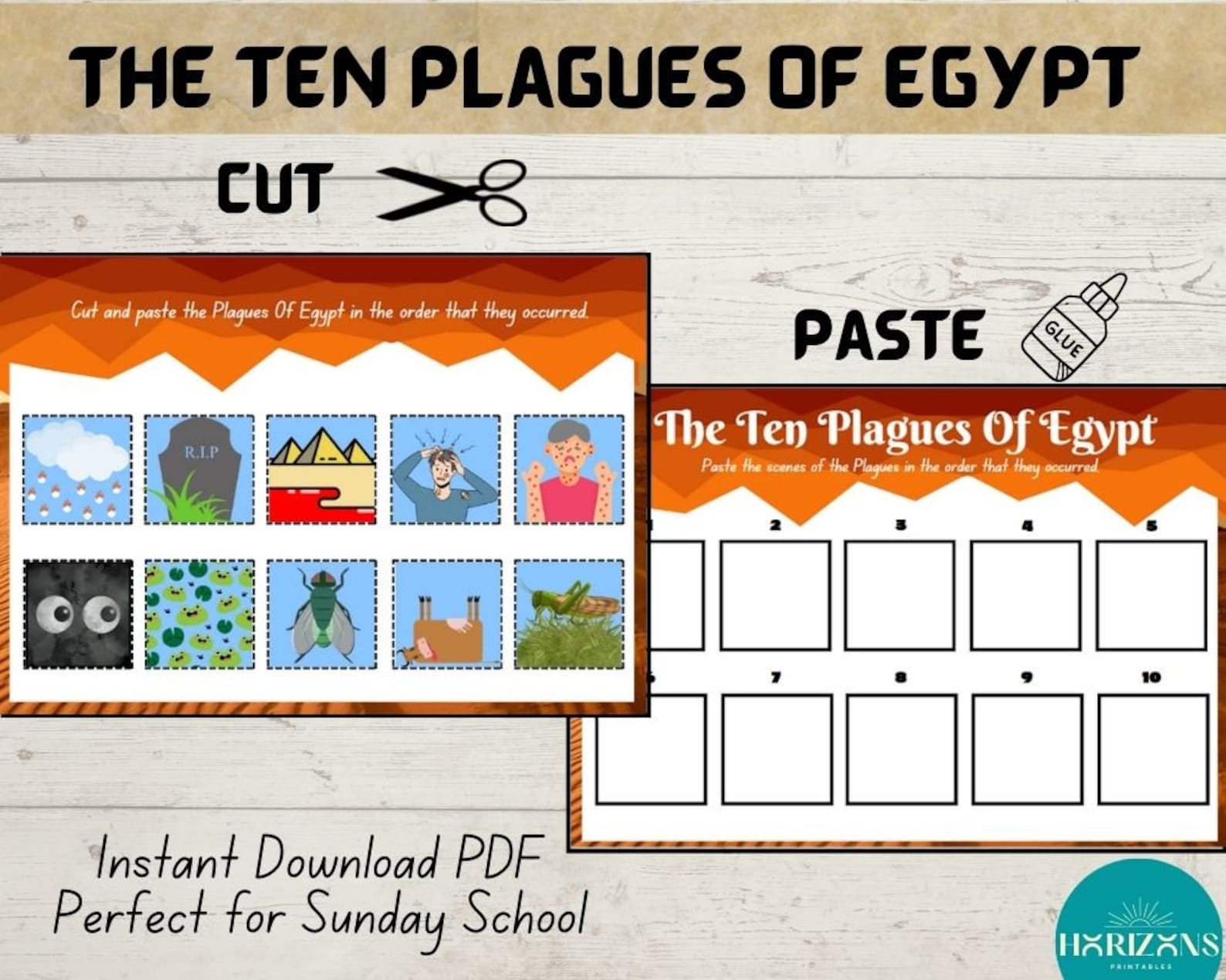 The Ten Plagues of Egypt Printable, Bible Activity for Kids, Old ...