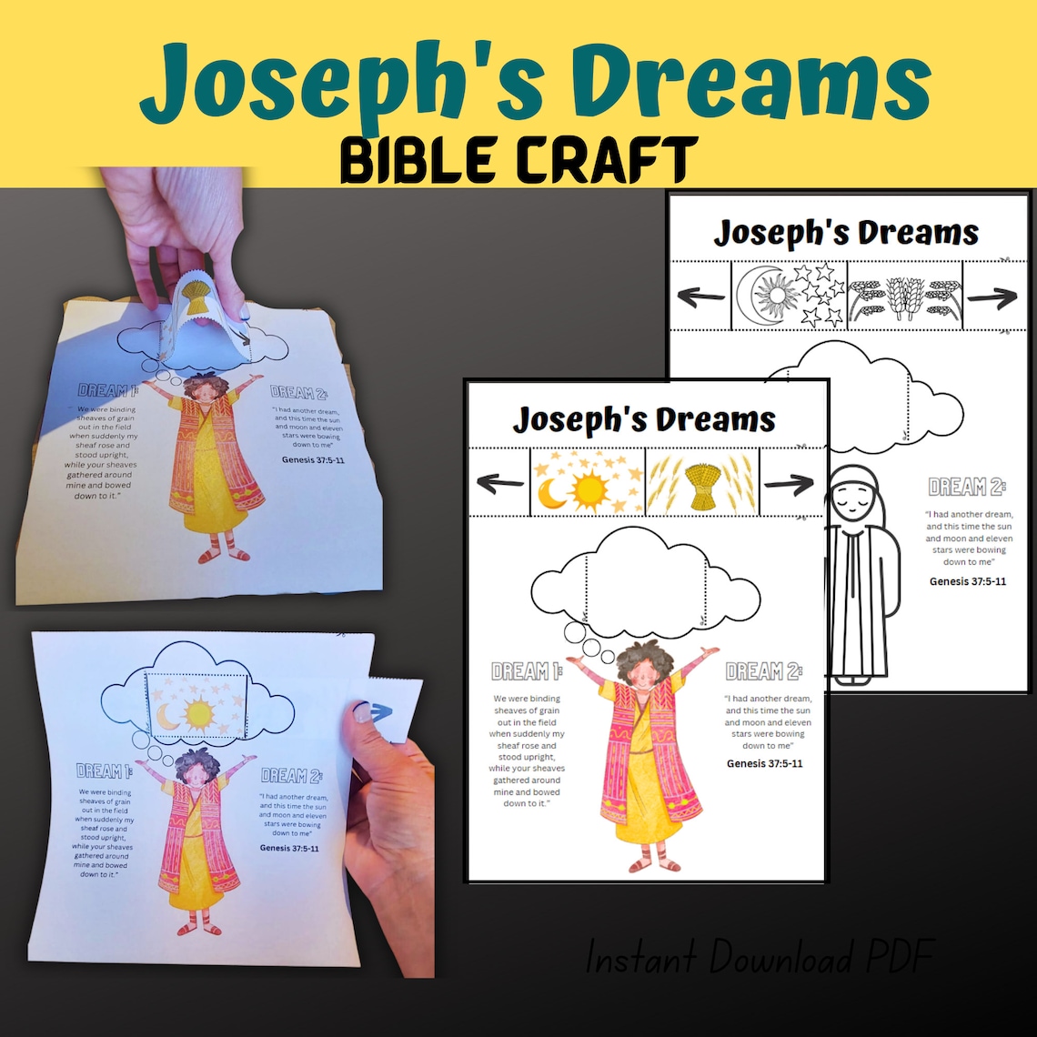 Joseph's Dream Printable, Bible Activity for Kids, Old Testament ...