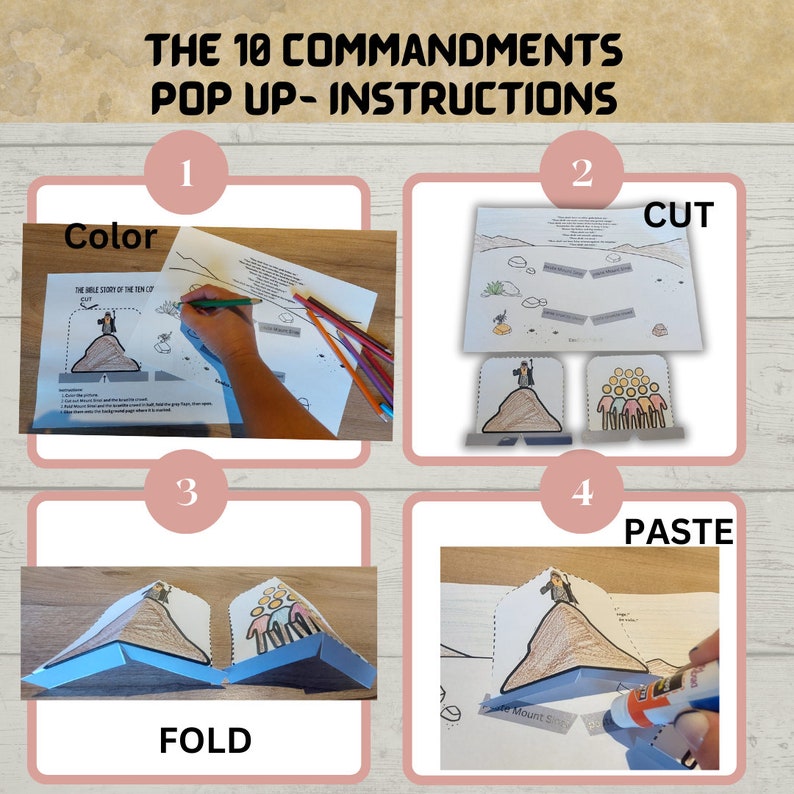 The Ten Commandments Printable, Pop up Craft, Bible Activity for Kids ...