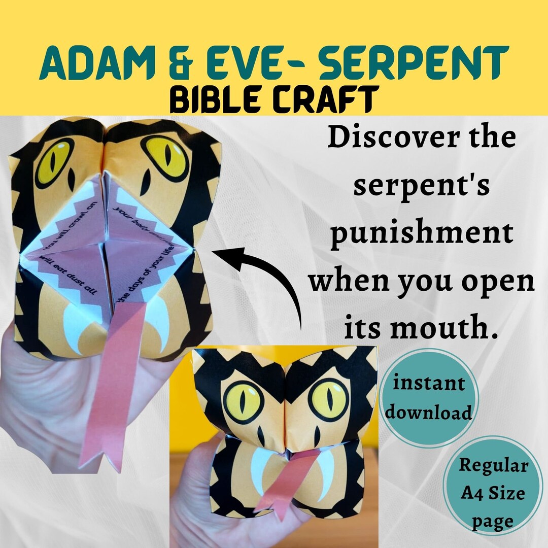 Adam and Eve Printable, Serpent, Snake, Sunday School Craft, Bible ...
