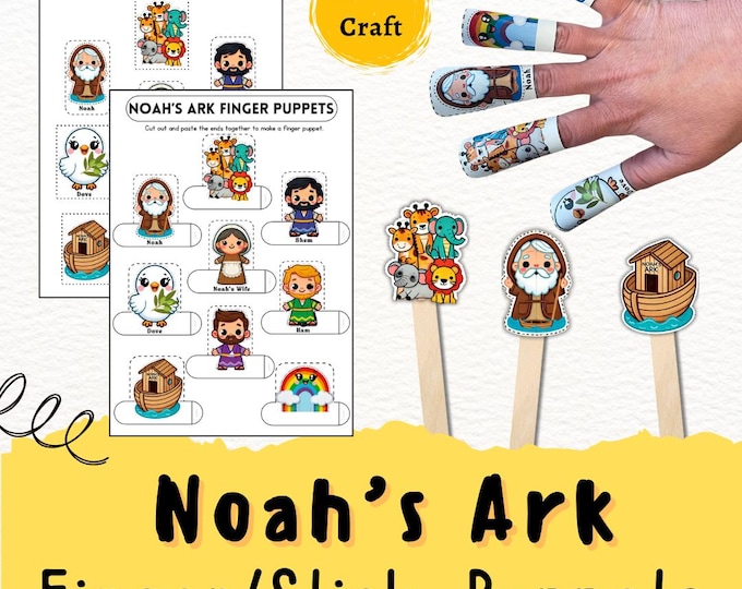 Noah's Ark Printable, Finger Puppets, Sunday School Craft, Bible Story ...