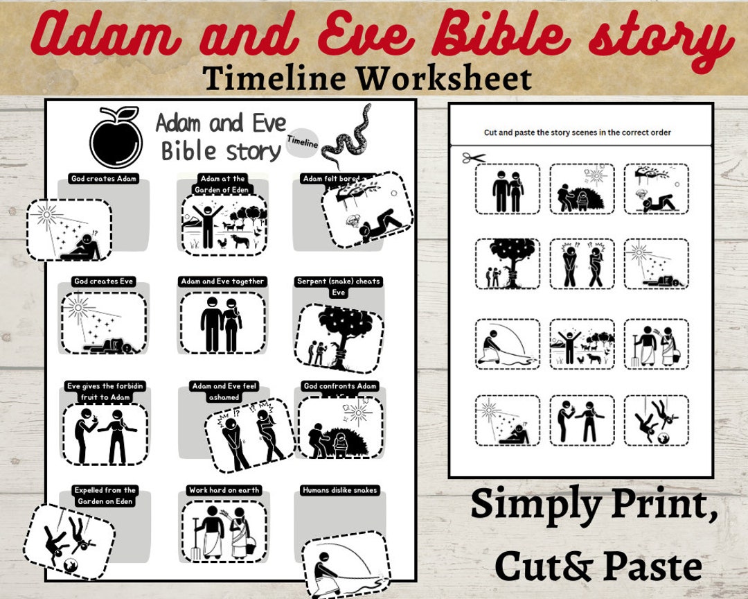 Adam and Eve Printable, Bible Activity for Kids, Old Testament , the ...