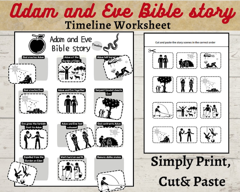 Adam and Eve Printable, Bible Activity for Kids, Old Testament , the ...