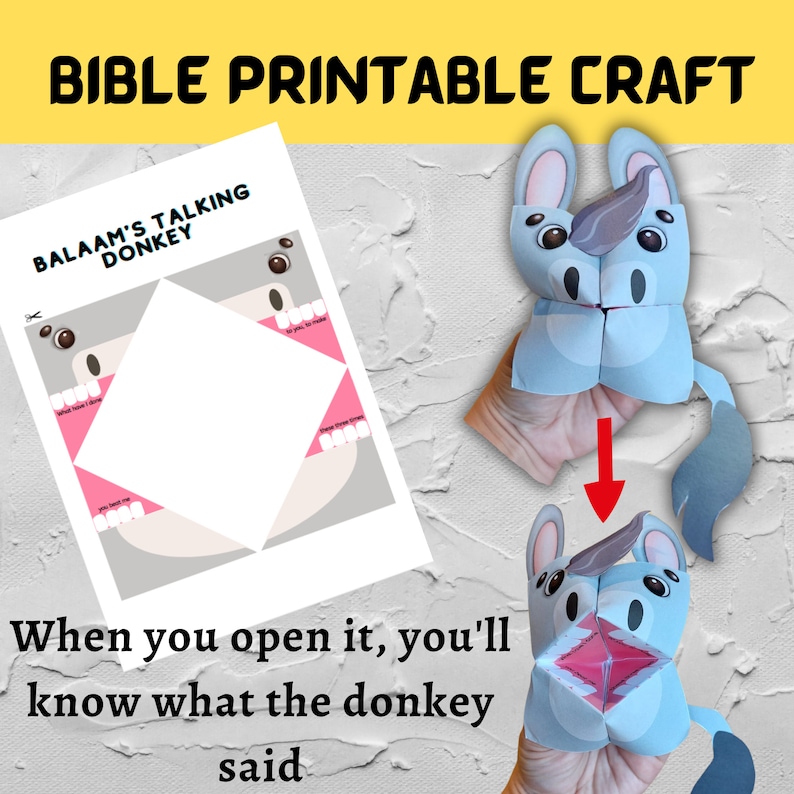 Balaam's Talking Donkey, Cootie Catcher , Bible Lesson for Kids ...