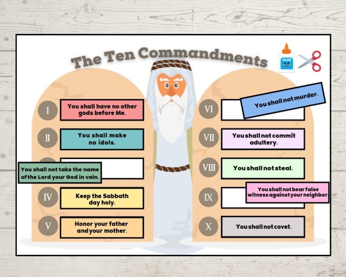 The Ten Commandments Printable Bible Activity for Kids Old - Etsy