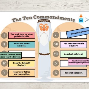 The Ten Commandments Printable, Bible Activity for Kids, Old Testament ...
