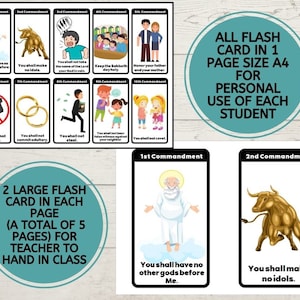 10 Commandments Flash Cards, Genesis, Flashcards, Bible Lesson for Kids ...