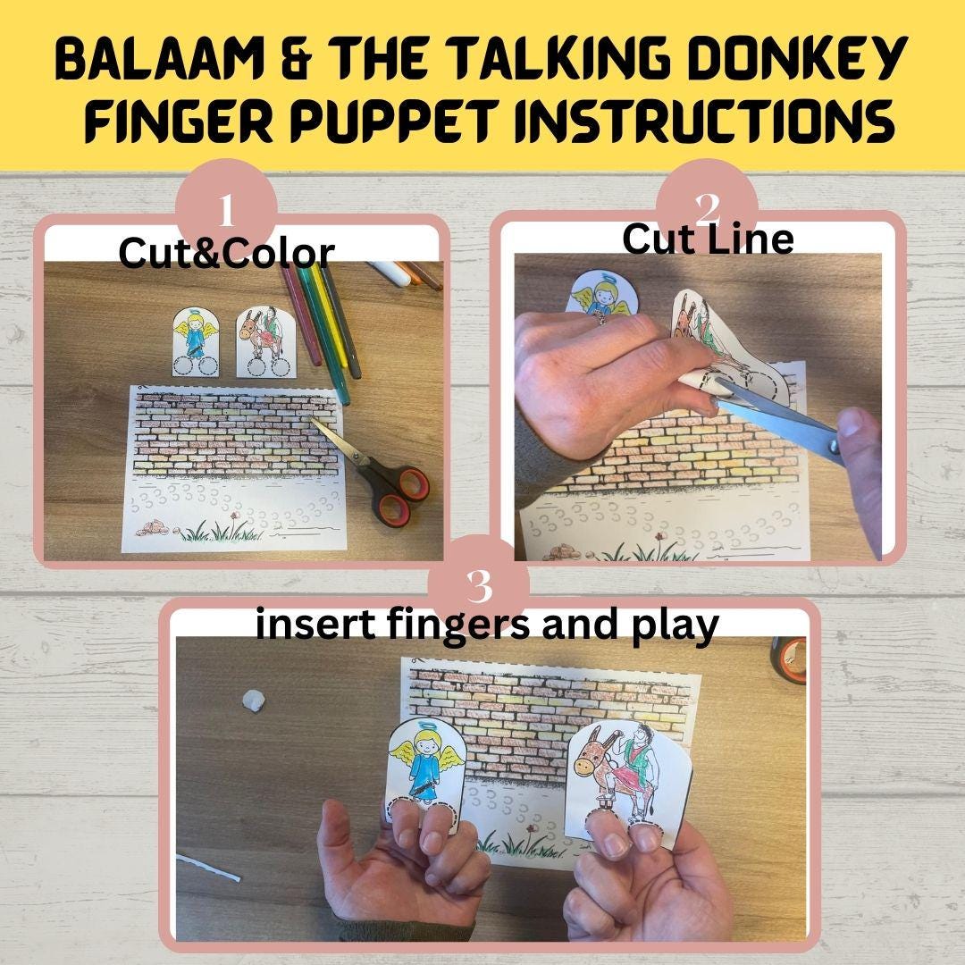 Balaam's Talking Donkey, Printable Finger Puppets , Bible Lesson for ...