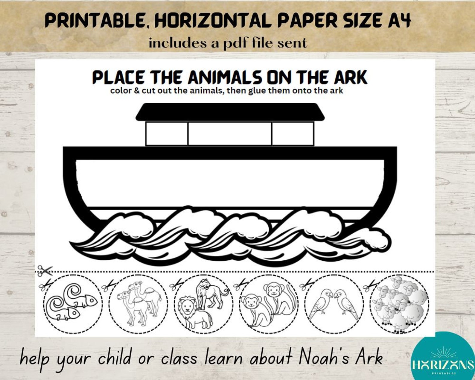Noah's Ark Printable, Bible Activity for Kids, Genesis Old Testament ...