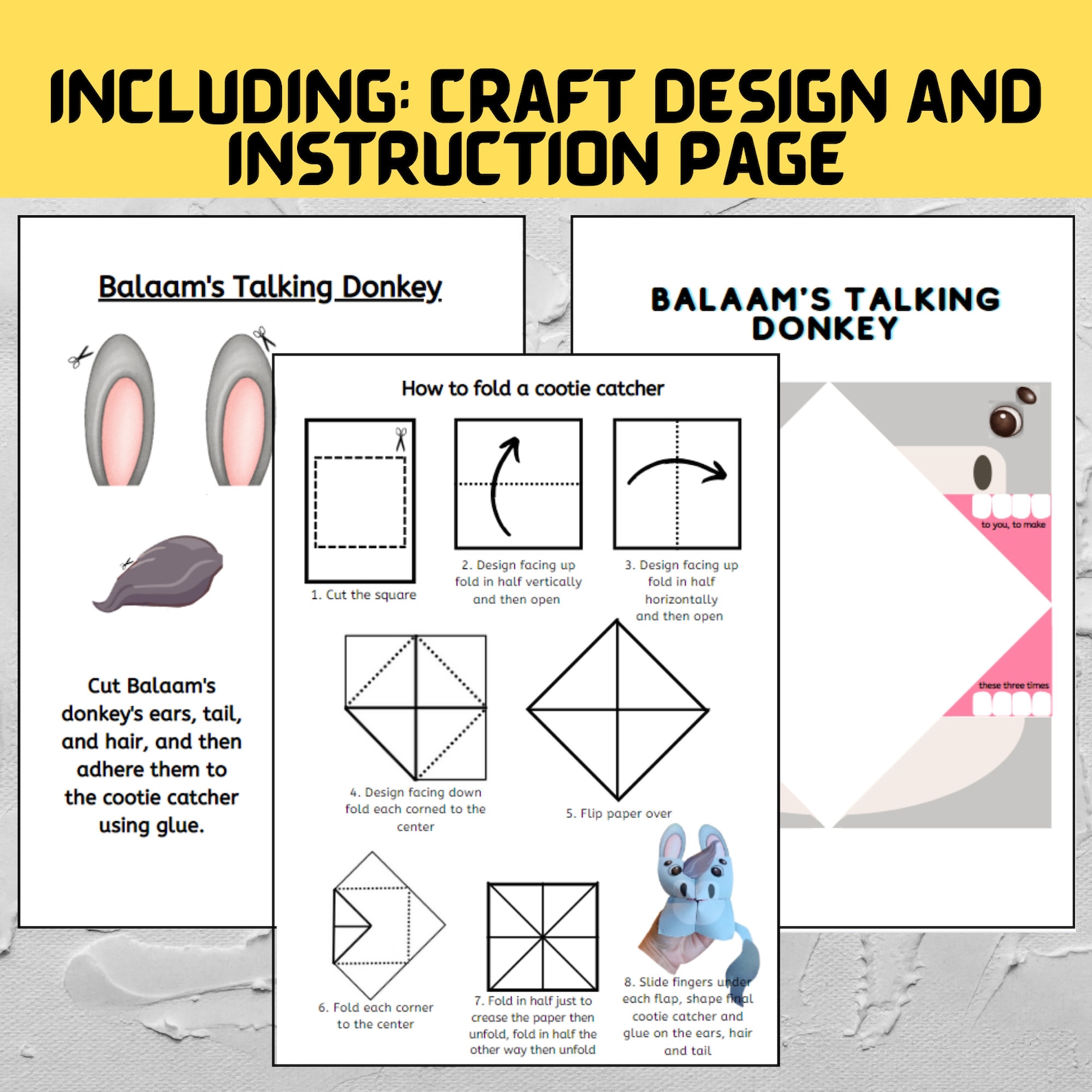 Balaam's Talking Donkey, Cootie Catcher , Bible Lesson for Kids ...