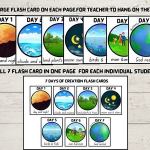7 Days of Creation Flashcards Printable | Genesis Bible Lesson for Kids ...
