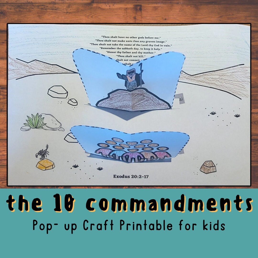The Ten Commandments Printable, Pop up Craft, Bible Activity for Kids ...