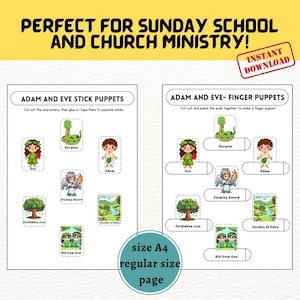 Adam & Eve Bible Story Craft: Finger Puppets, Sunday School Activity ...