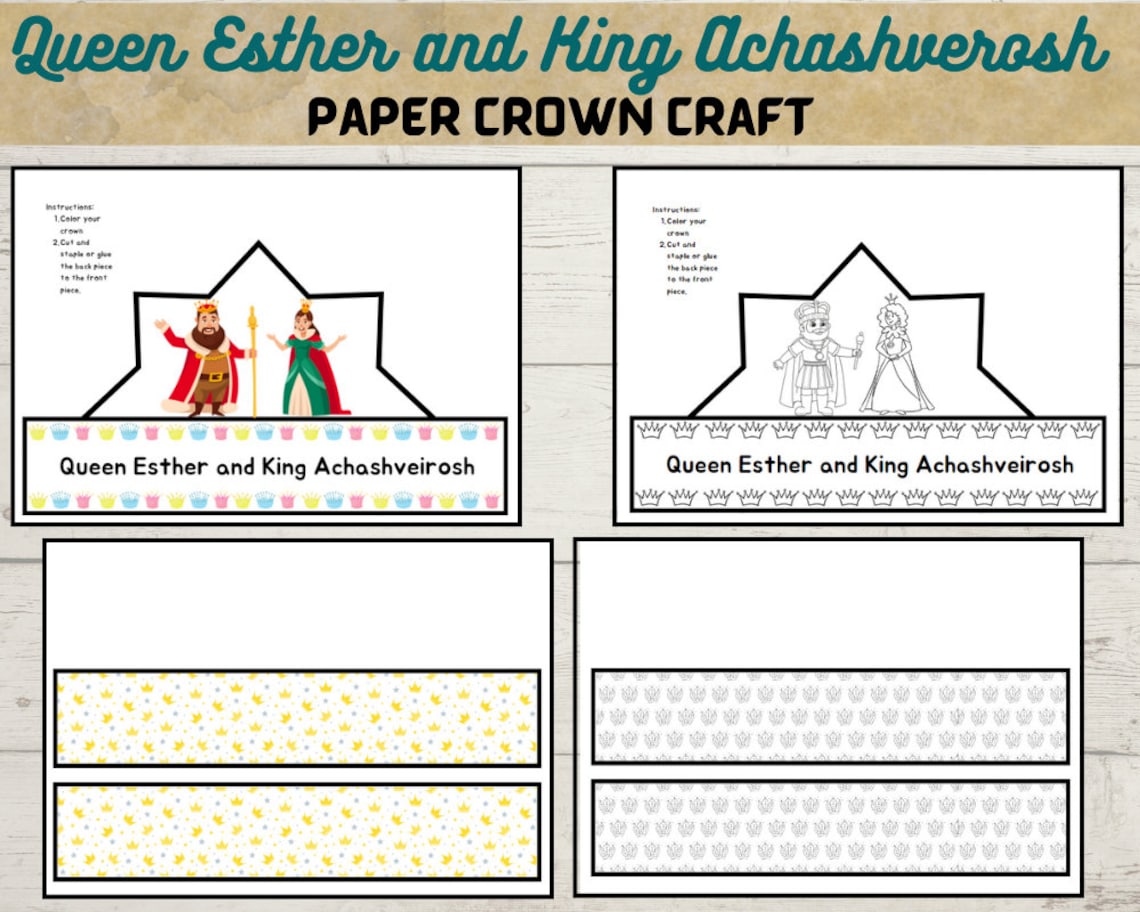 Queen Esther, Paper Crown Activity, Printable, Bible Craft for Kids ...