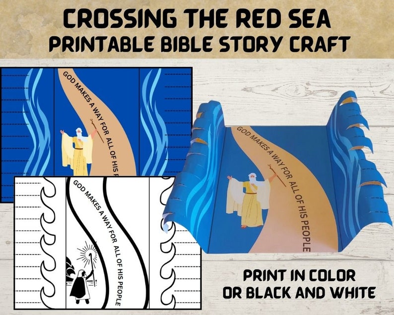 Crossing the Red Sea Printable, Sunday School Craft, Bible Story ...