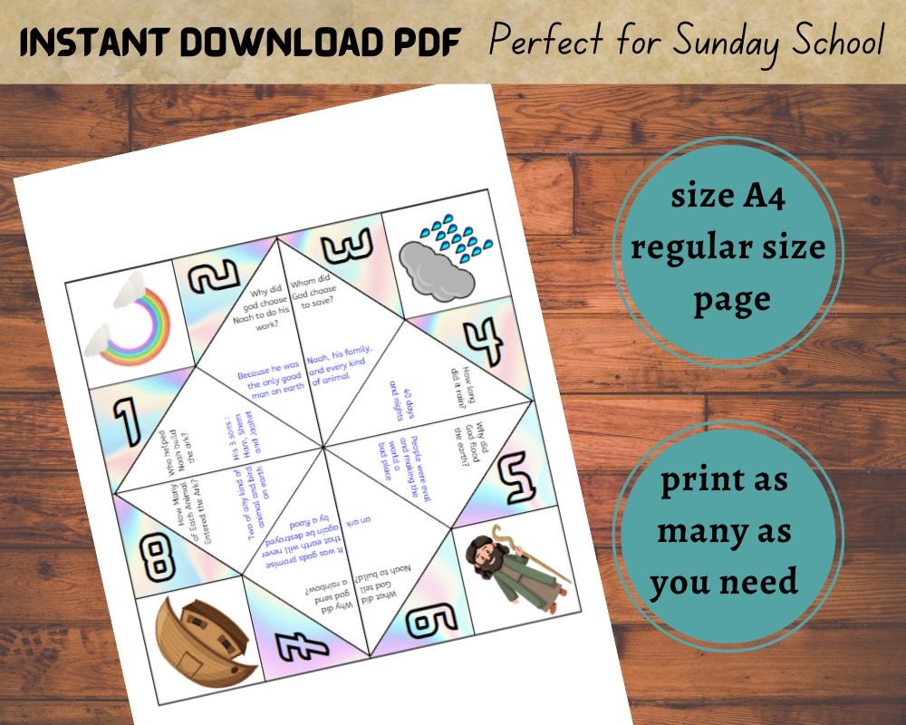 Noah's Ark Bible Story Activity, Sunday School Craft, Printable Paper ...