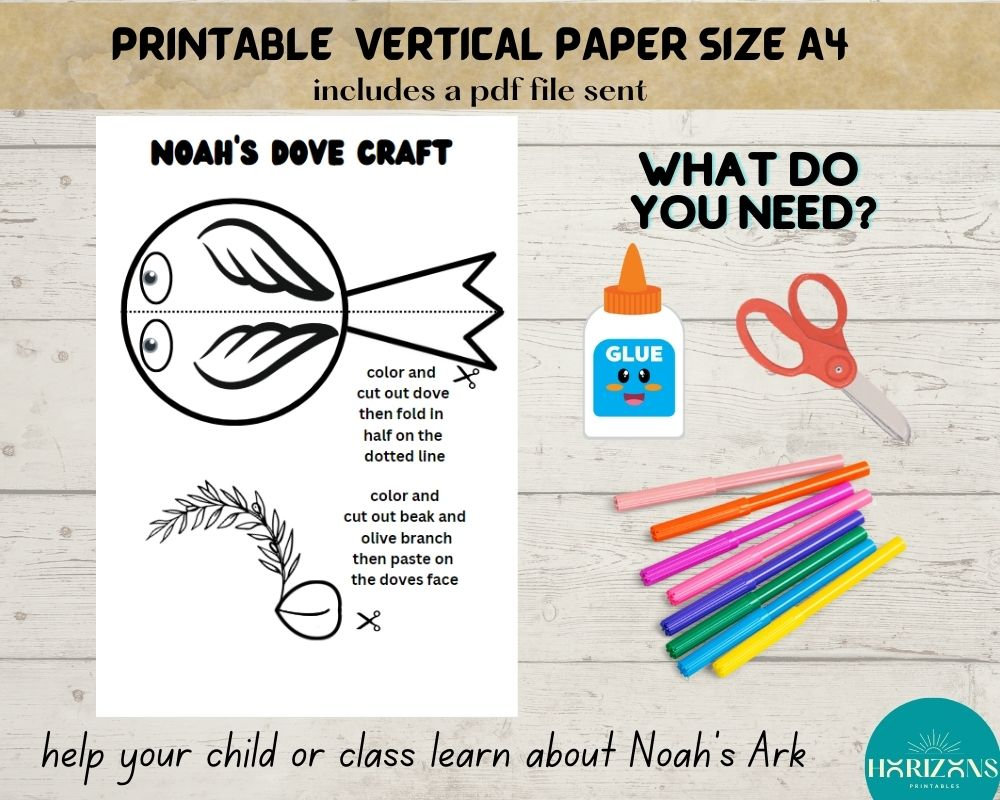 Noah's Ark Printable, Rocking Dove, Sunday School Craft, Bible Story ...
