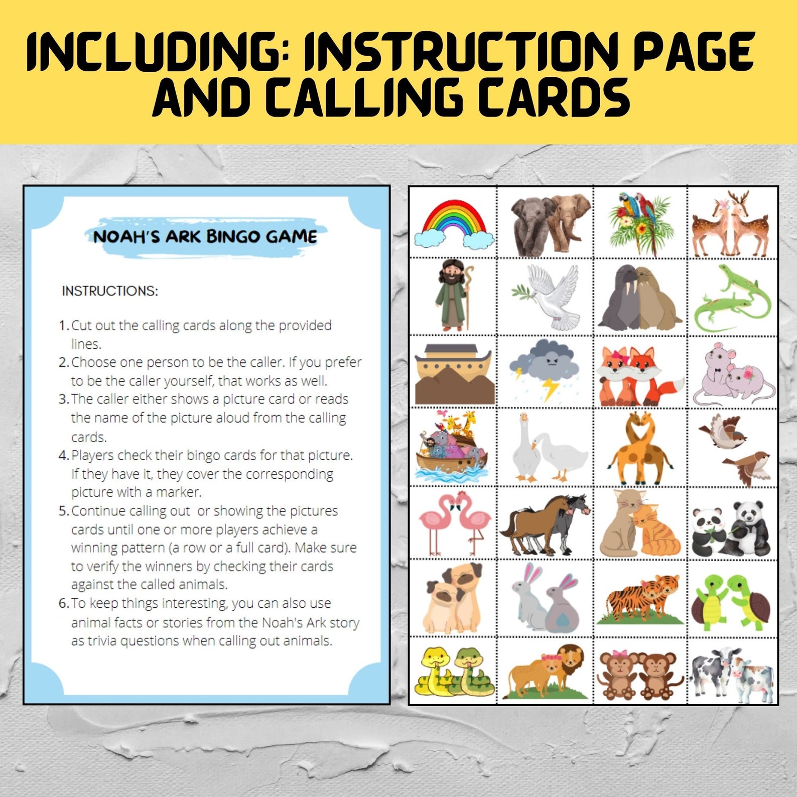 Noah's Ark Bingo Printable, Bible Activity for Kids, Genesis Old ...