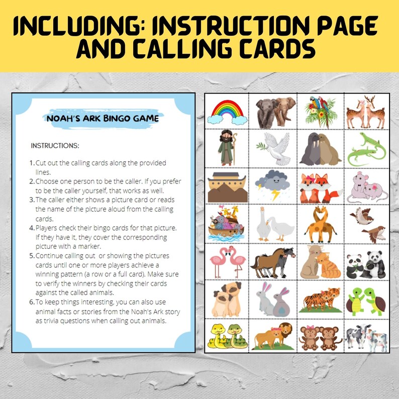 Noah's Ark Bingo Printable, Bible Activity for Kids, Genesis Old ...