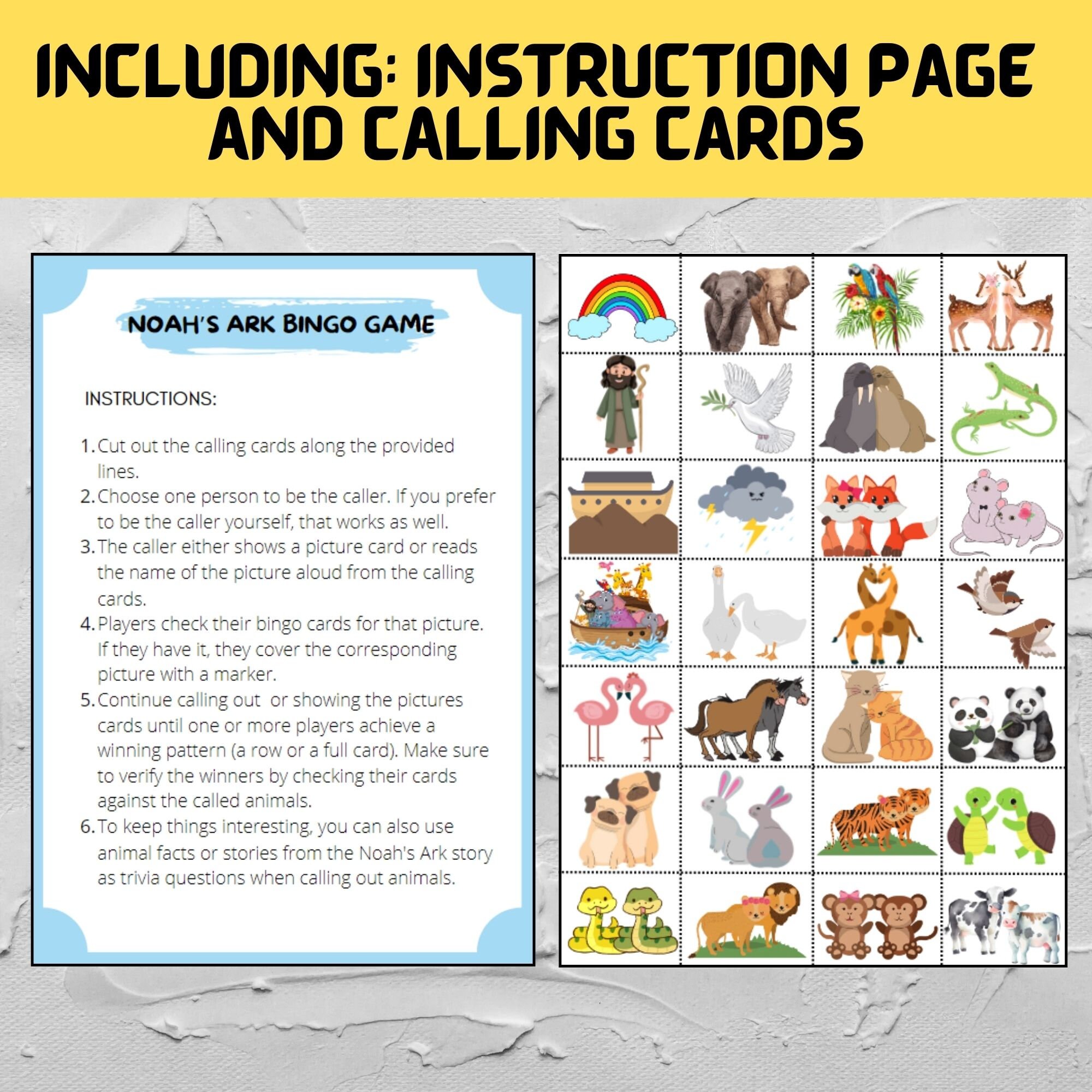 Noah's Ark Bingo Printable, Bible Activity for Kids, Genesis Old ...