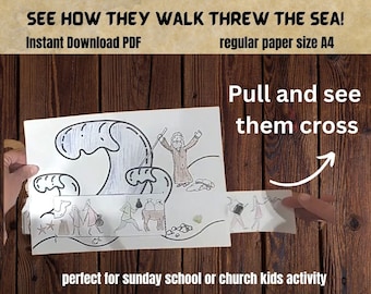 Crossing the Red Sea Printable, Sunday School Craft, Bible Story ...