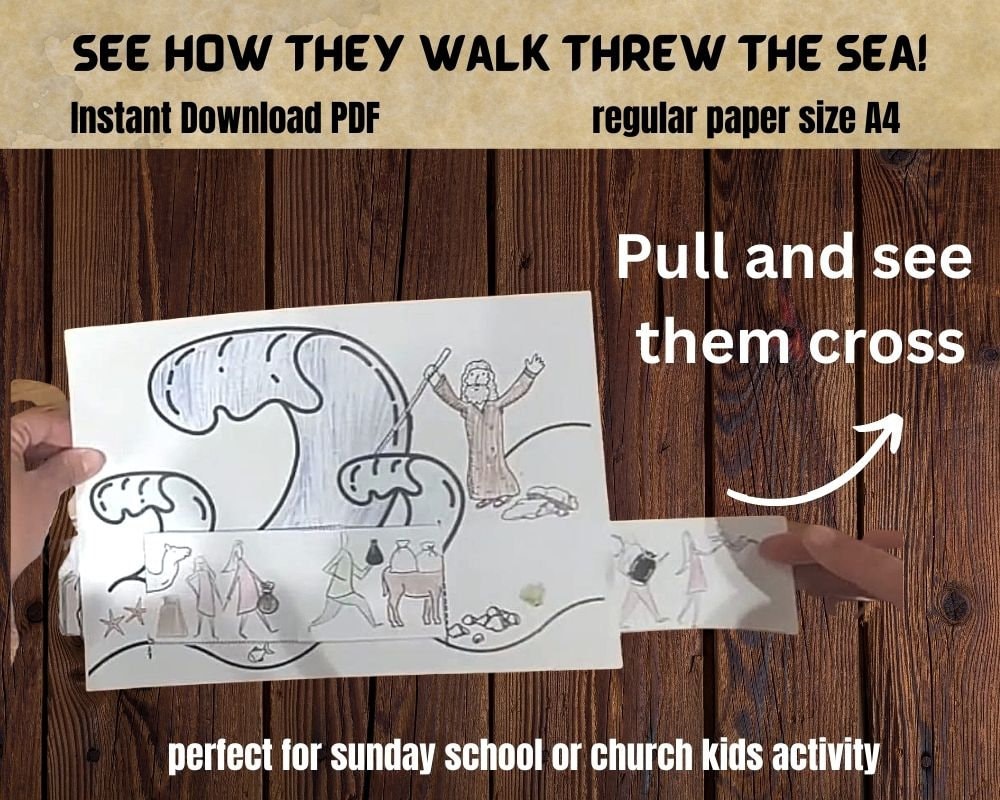 Crossing the Red Sea Printable, Sunday School Craft, Bible Story ...