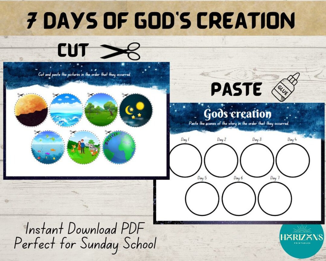 7 Days of Creation Printable, Bible Activity for Kids, Genesis Old ...