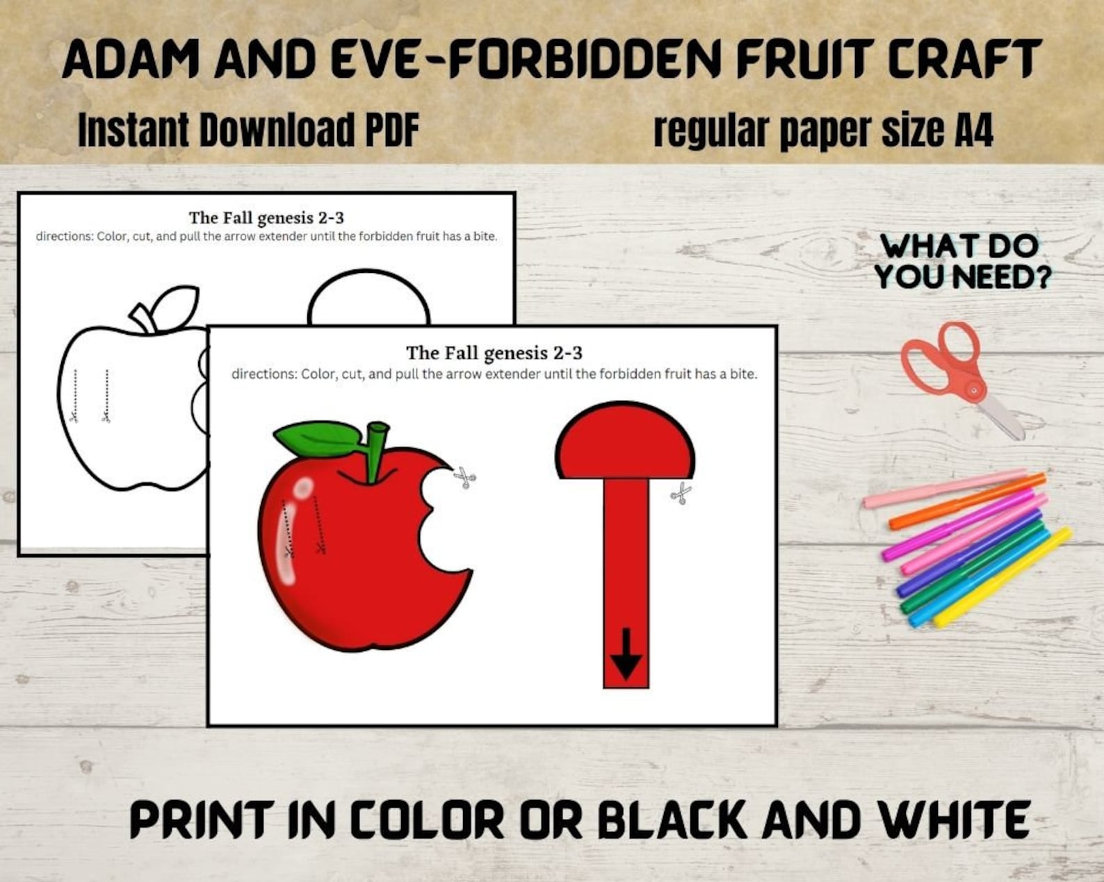 Adam and Eve Bible Craft for Kids, the Fall, Sunday School Craft ...