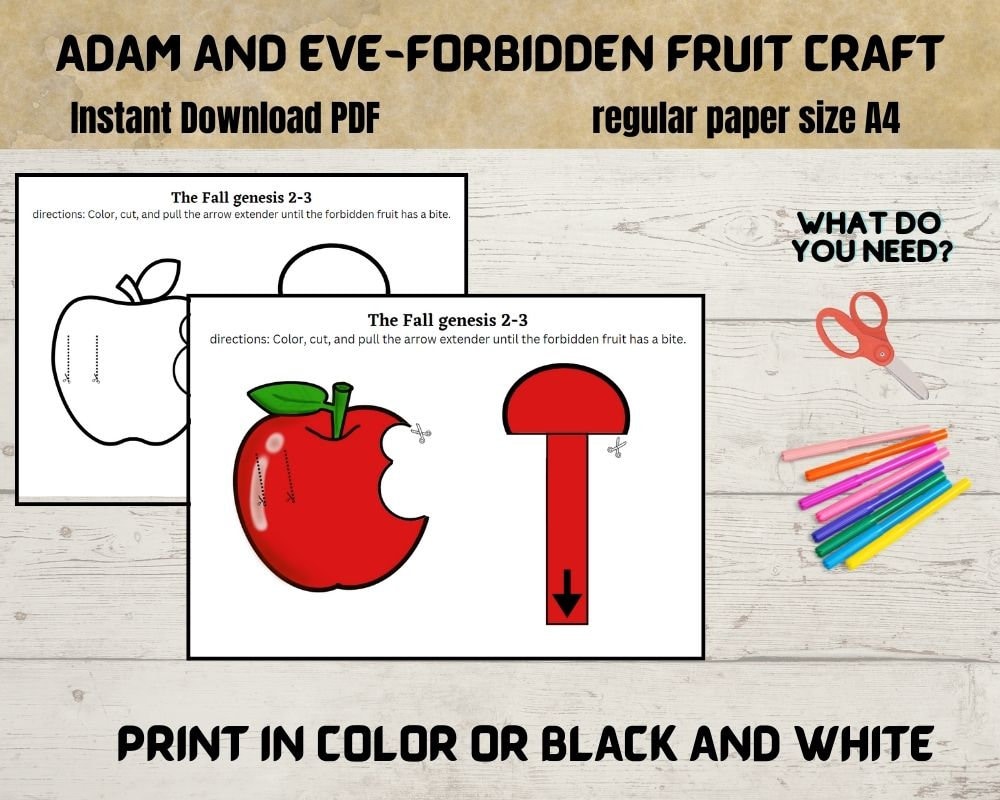 Adam and Eve Bible Craft for Kids, the Fall, Sunday School Craft ...