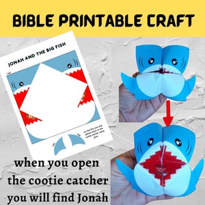 Jonah and the Big Fish, Cootie Catcher , Bible Lesson for Kids ...