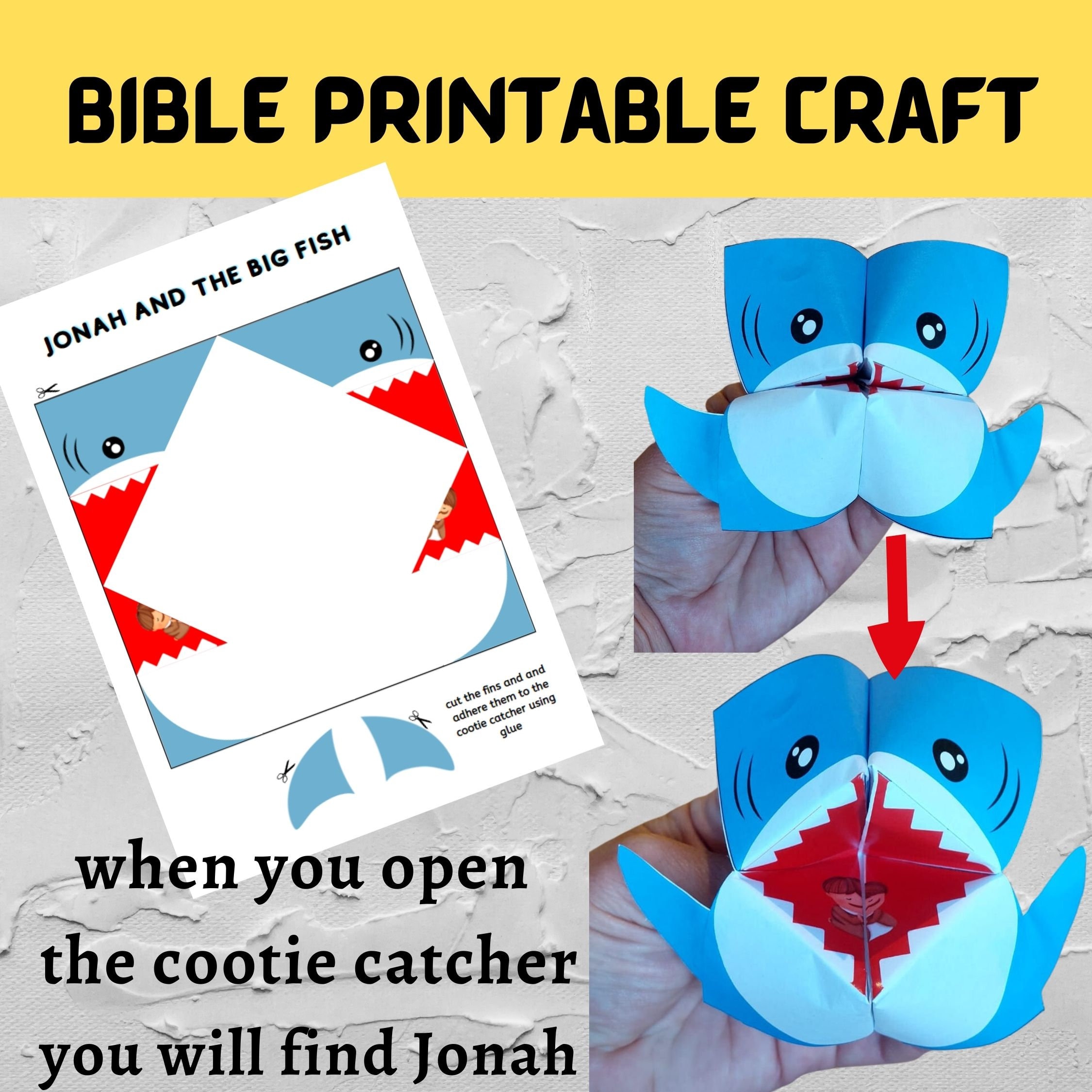 Jonah and the Big Fish, Cootie Catcher , Bible Lesson for Kids ...