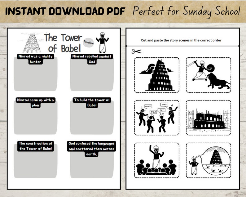 Tower of Babel Printable, Nimrod, Bible Activity for Kids, Old ...