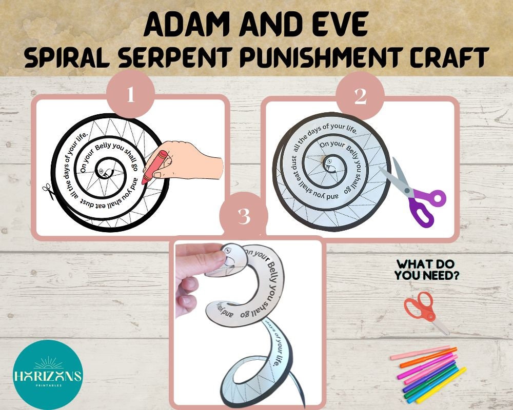 Adam and Eve Bible Craft for Kids, Spiral Serpent, the Fall, Sunday ...