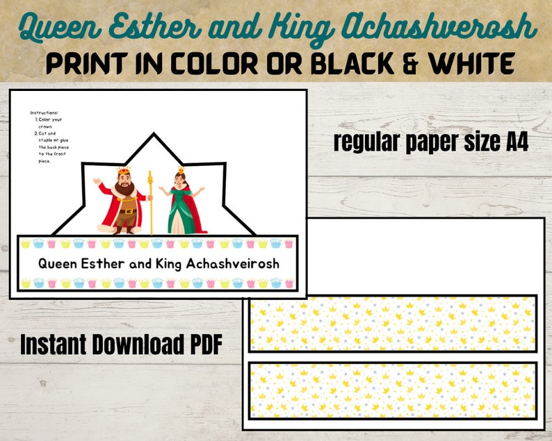 Queen Esther, Paper Crown Activity, Printable, Bible Craft for Kids ...