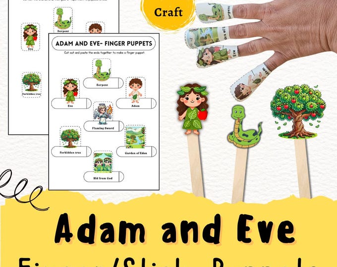 Adam & Eve Bible Story Craft: Finger Puppets, Sunday School Activity ...
