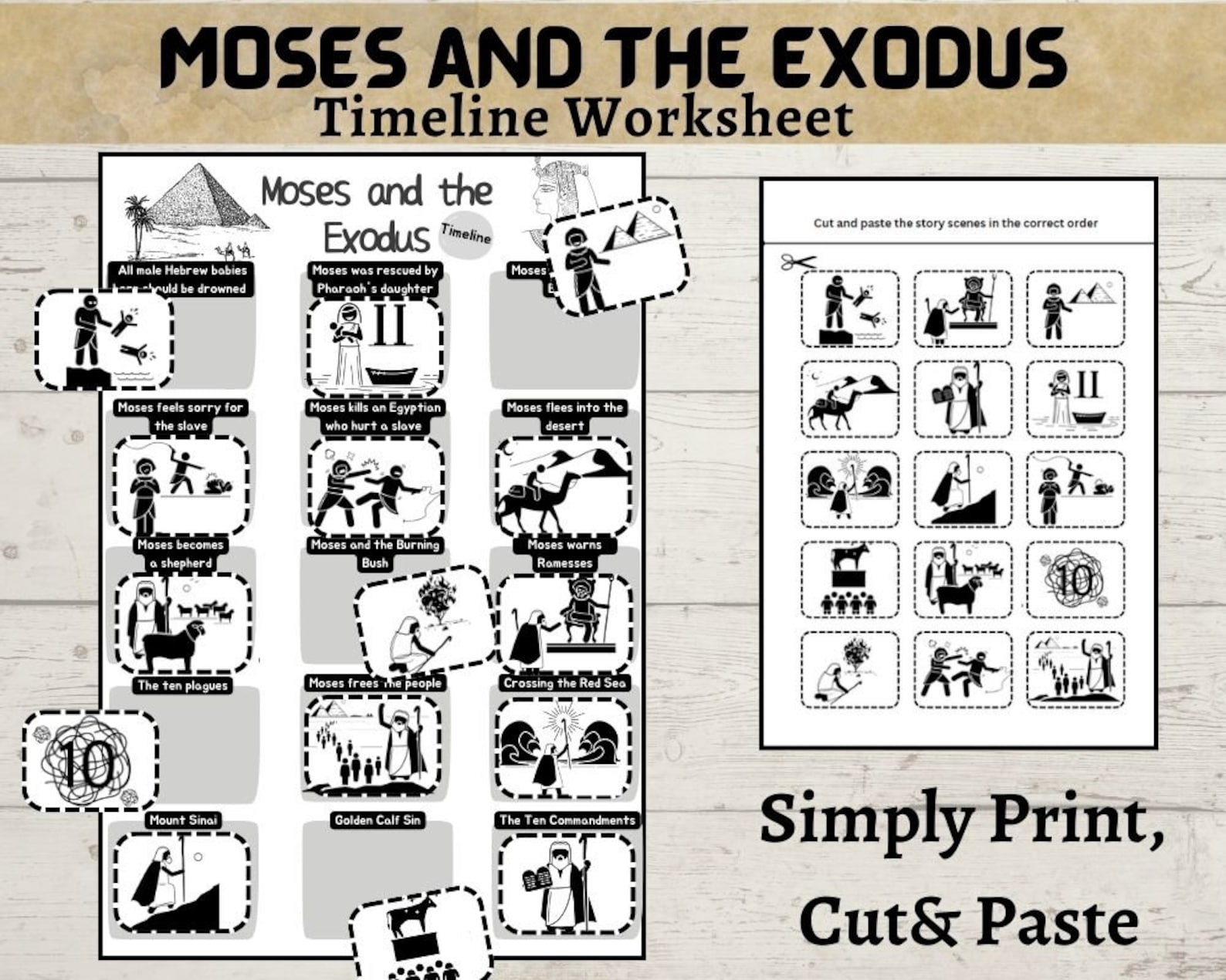 Moses and Exodus Printable, Bible Activity for Kids, Old Testament ...