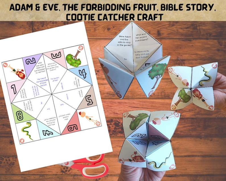 Adam and Eve, Forbidden Fruit, Sin, Cootie Catcher , Bible Lesson for ...