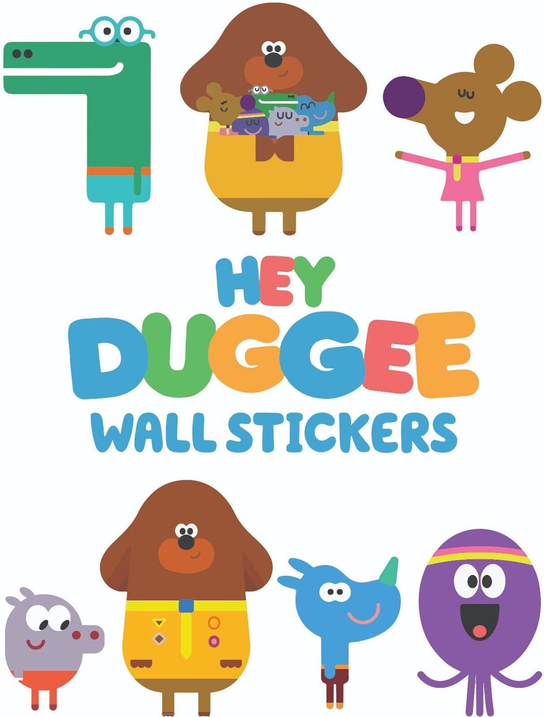 Hey Duggee Wall Stickers Cut to Shape Vibrant Colours A5-A0 Size - Etsy UK