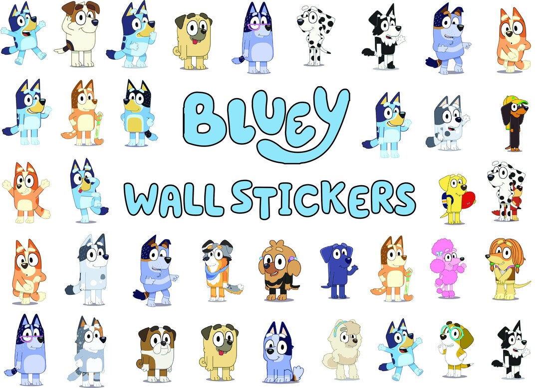 Bluey Wall Stickers Cut to Shape Vibrant Colours A5-A0 Size - Etsy