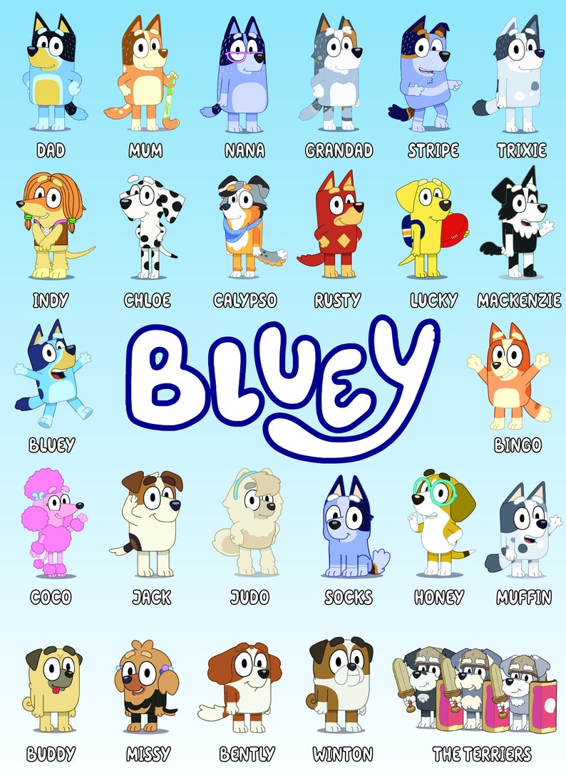 Bluey Posters A5-A0 210x148mm 1189x841mm - Etsy