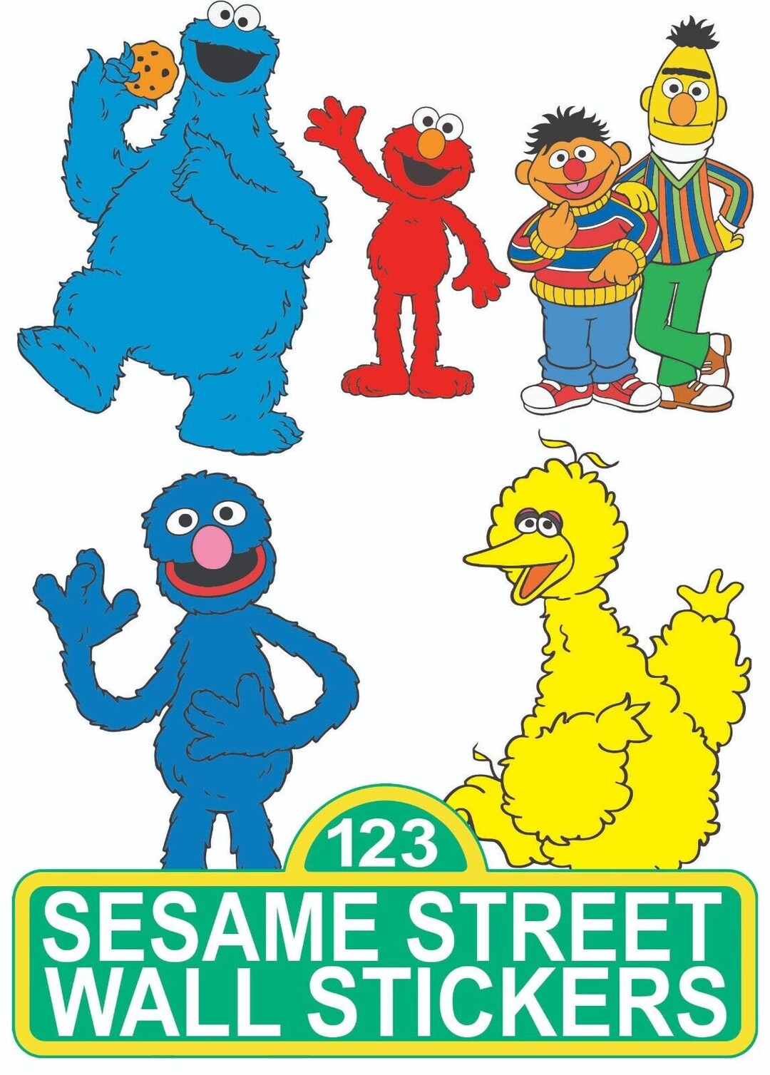 Sesame Street Cut to Shape Vibrant Colours A5-A2 Size - Etsy UK