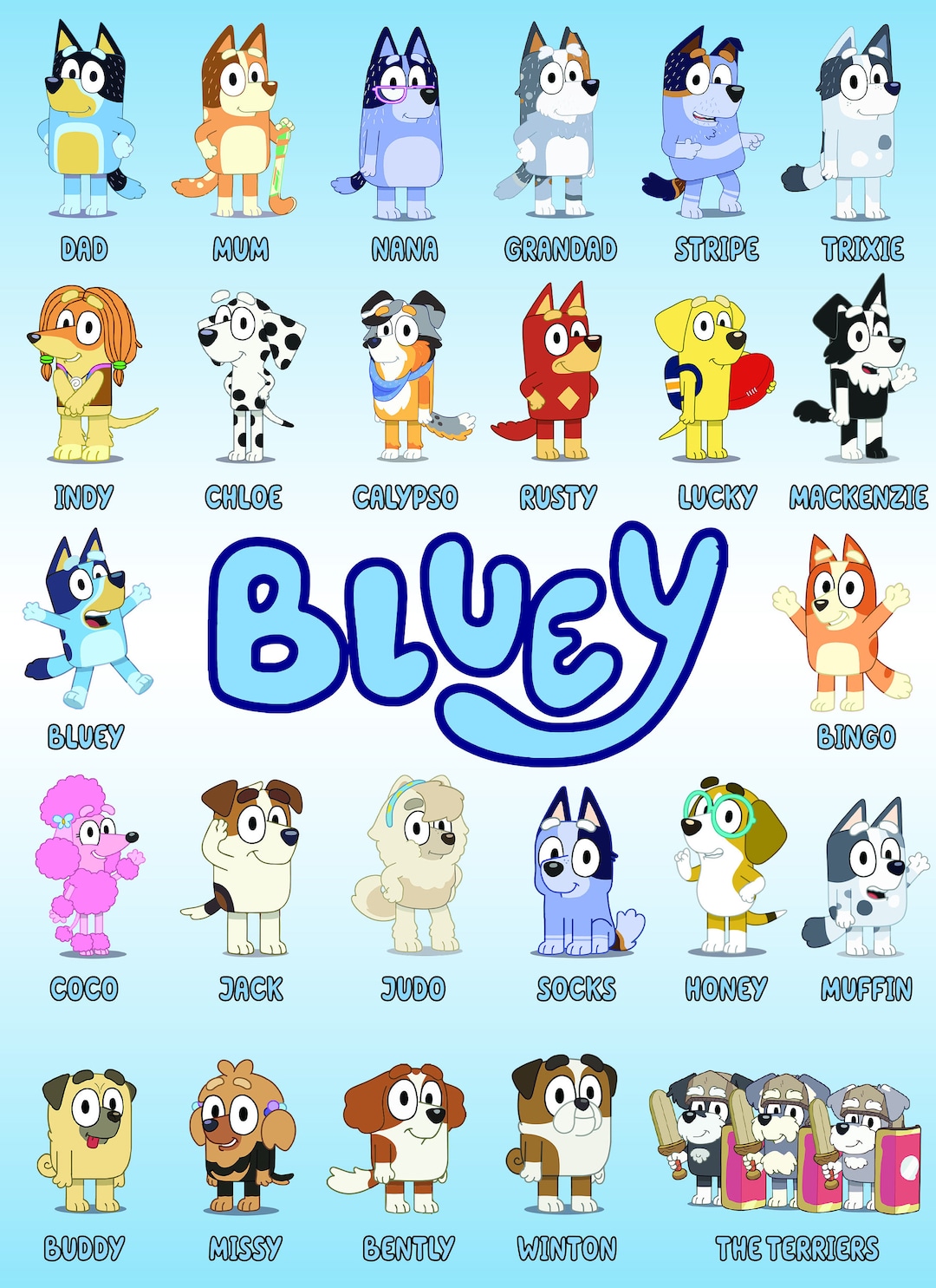 Bluey Posters A5-A0 210x148mm 1189x841mm - Etsy