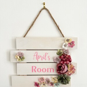 Personalised 3d Floral Room Sign, Wooden Room Sign, Personalised Name ...