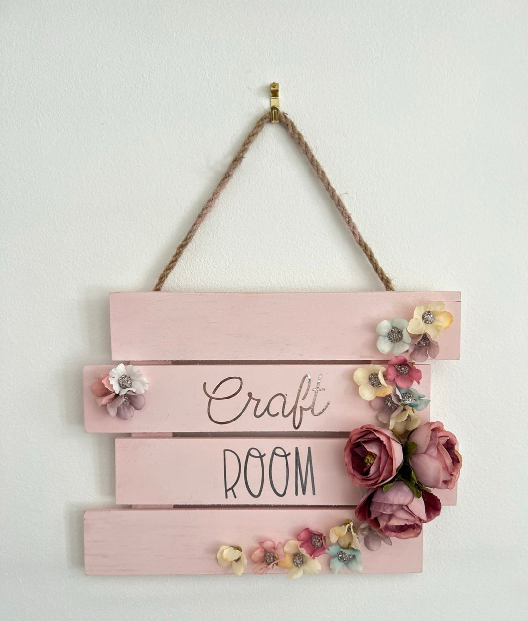 Personalised 3d Floral Room Sign, Wooden Room Sign, Personalised Name ...