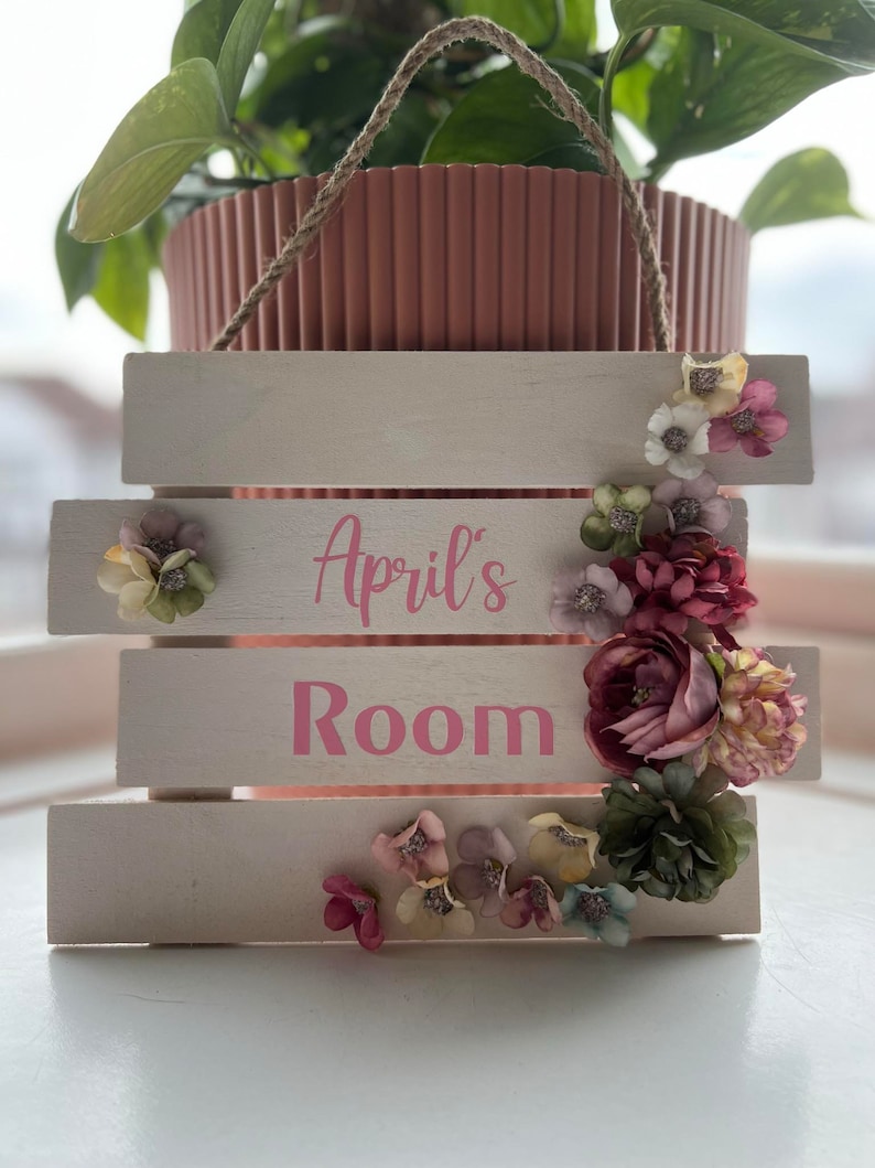 Personalised 3d Floral Room Sign Wooden Room Sign - Etsy