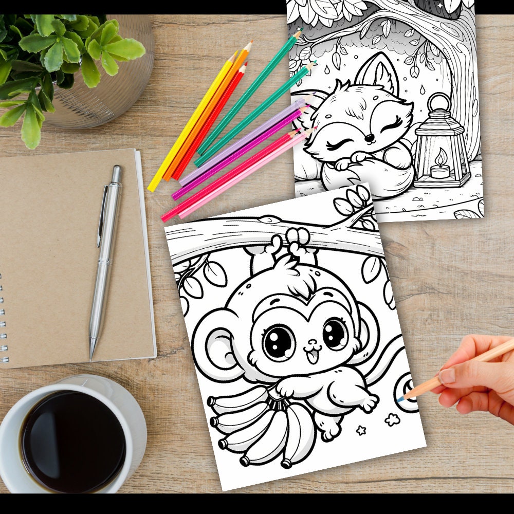 40 Cute Kawaii Forest Animals Coloring Pages for Kids and Adults ...